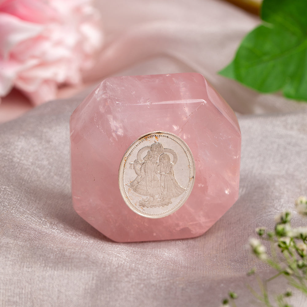 Rose Quartz Silver Coin